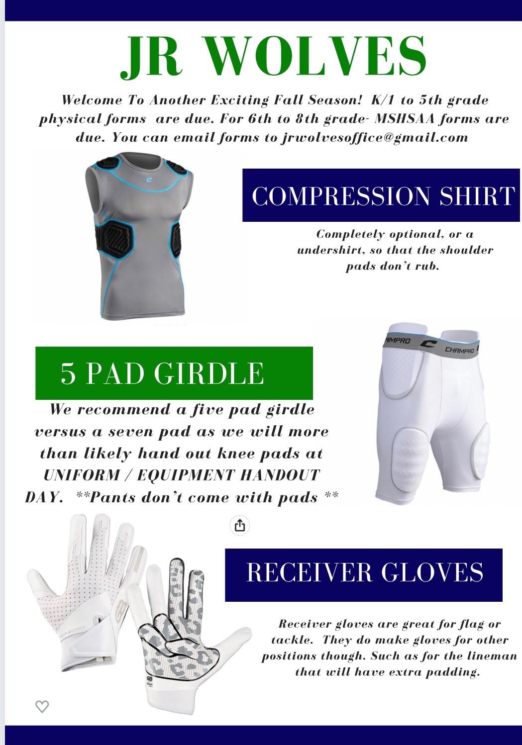 Eligibility and Equipment - Timberland Junior Wolves Football